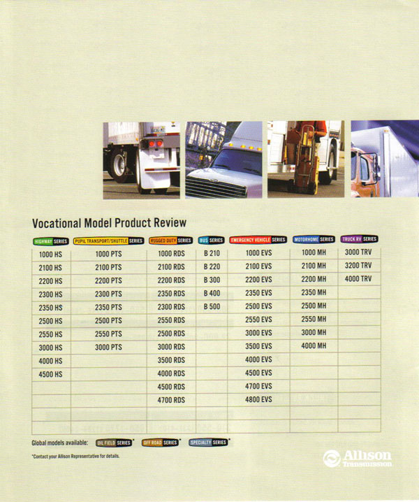 Current Production Allison Transmission Models